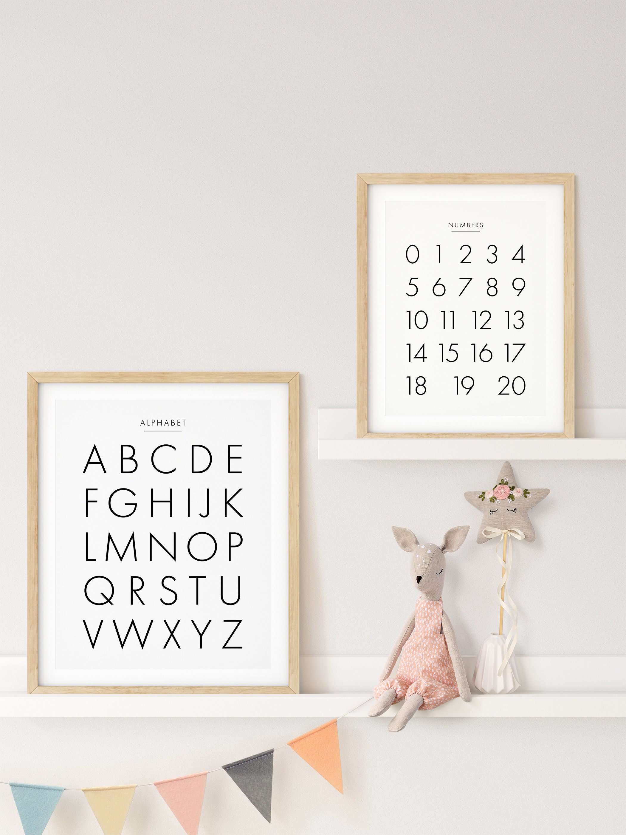 Minimalist Alphabet Posters Educational Prints Set Numbers | Etsy