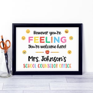 School Counselor Office Personalized Welcome Sign, Child Counselor Door ...