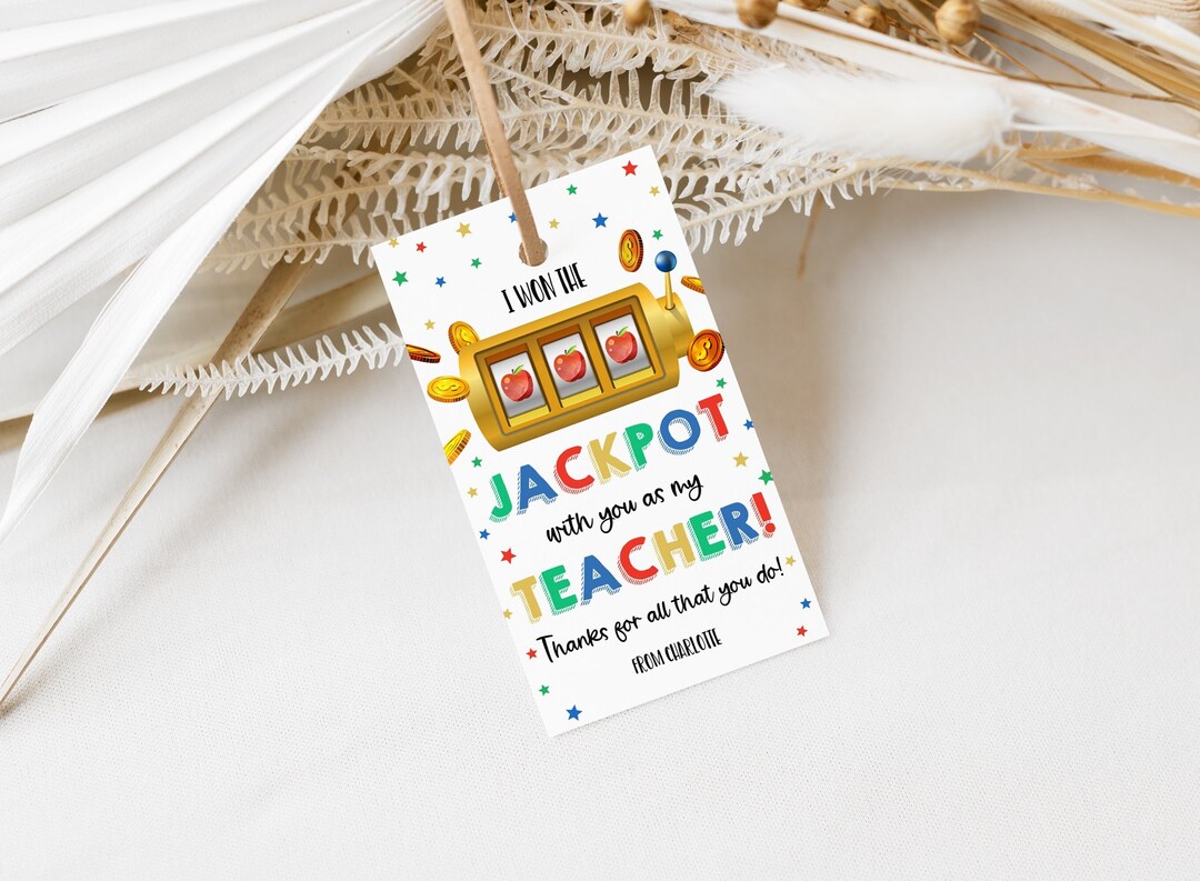 Lottery Gift Tag, I Won the Jackpot With You as My Teacher, Editable ...