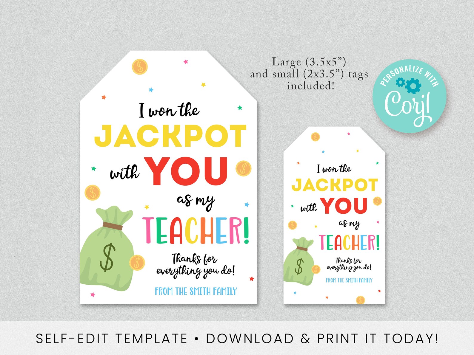 Lottery Gift Tag I Won the Jackpot With You as My Teacher - Etsy