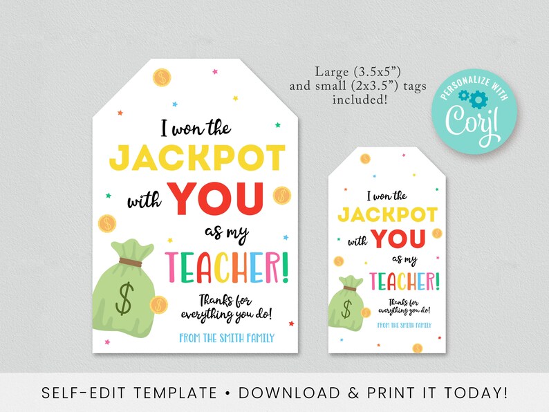 Lottery Gift Tag I Won the Jackpot With You as My Teacher - Etsy