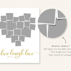 Heart Photo Collage Template, Heart Shaped Square Photo Templates ...