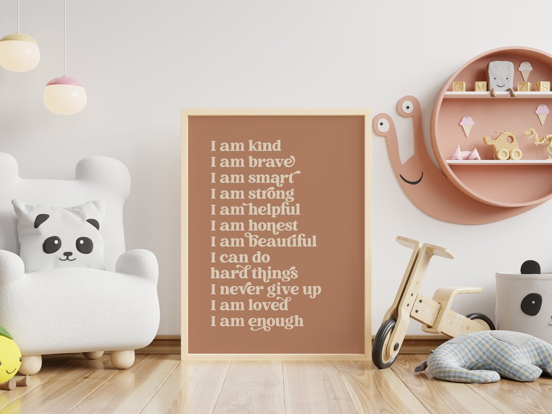 Affirmation Wall Art for Kids, Nursery Motivational Quotes, Earth Tone ...