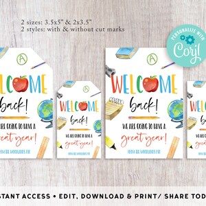Welcome Back to School Gift Tag Editable, First Day of School Teacher ...