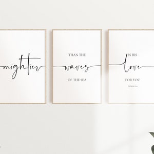 Mightier Than the Waves of the Sea Bible Verse Wall Art Set - Etsy