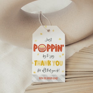 Popcorn Gift Tag Editable, Popping by to Say Thank You, Teacher ...