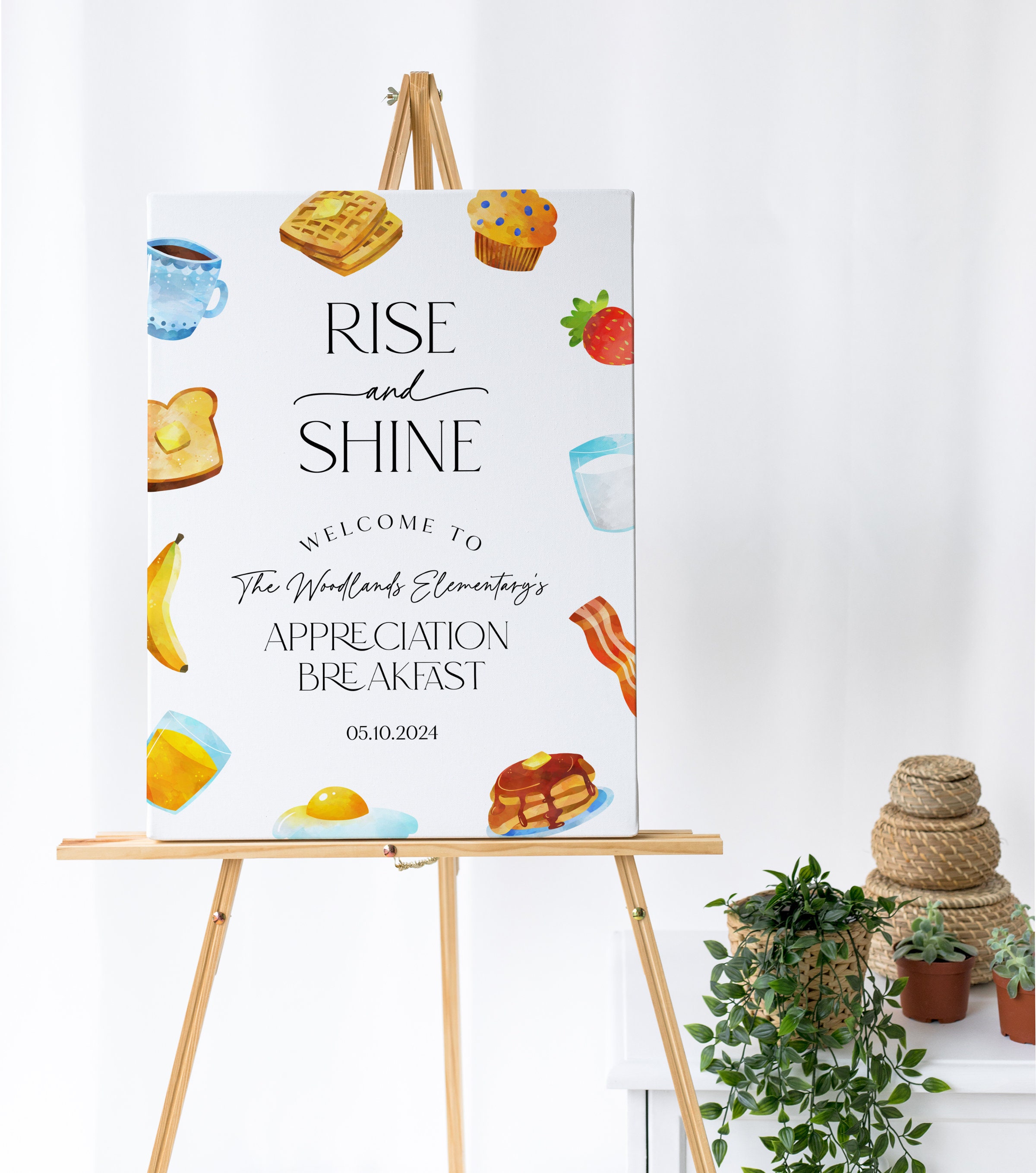 Teacher Appreciation Breakfast Welcome Sign, Rise and Shine Thank You ...