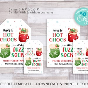 Christmas Socks Tag, Hot Chocolate Cocoa Gift Tag, Hot Chocs Fuzzy ...