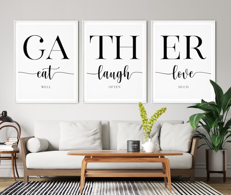 Gather Sign Eat Well Laugh Often Love Much Kitchen Wall Art - Etsy UK