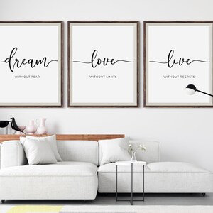 Dream Without Fear Love Without Limits Bedroom Decor Set of 3 - Etsy