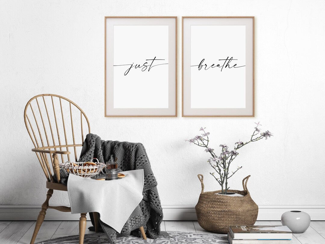 Just Breathe Prints Yoga Poster Printable Art Inhale Exhale - Etsy