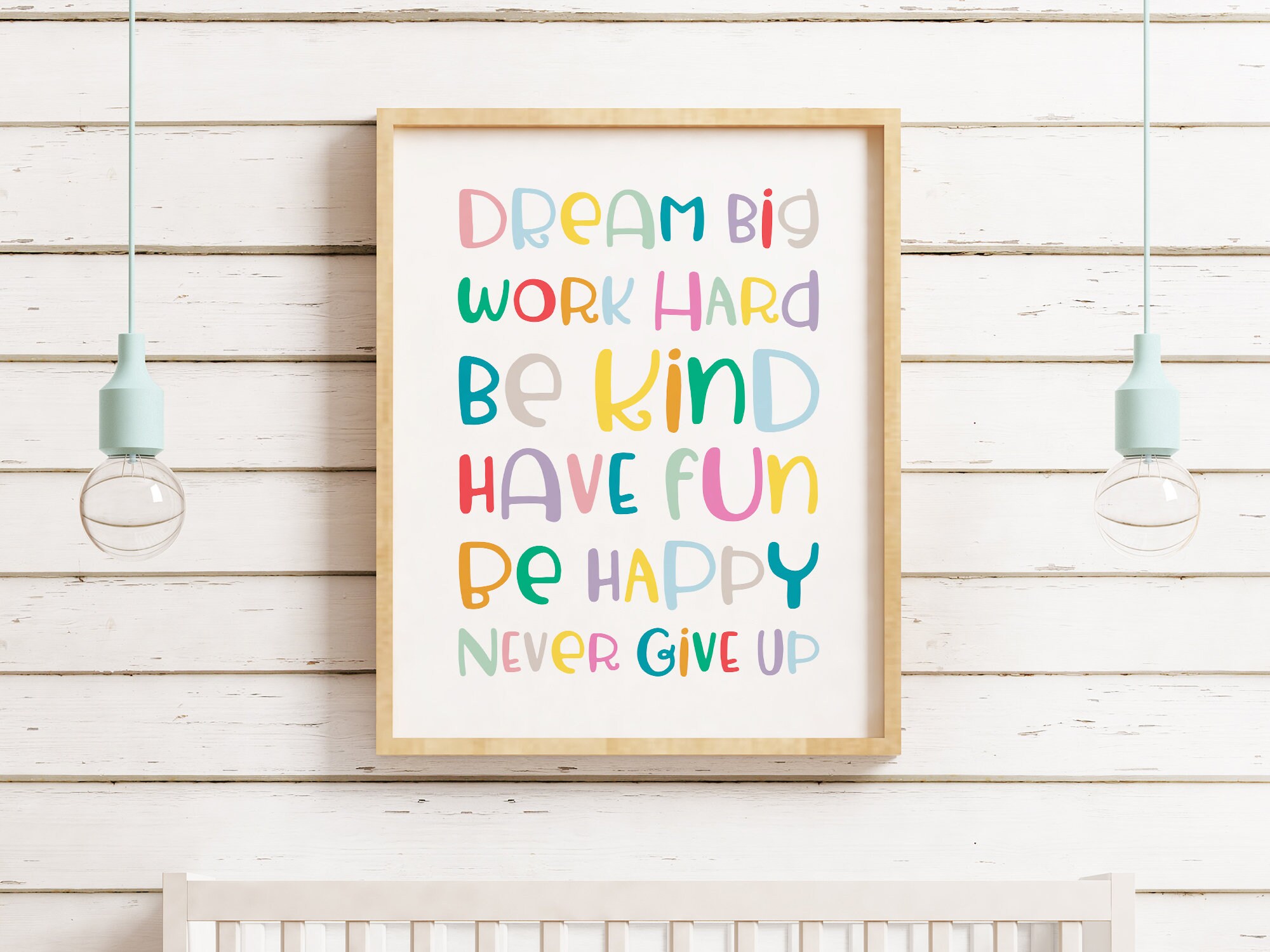 Dream Big Work Hard Nursery Prints Set Of 2 Be Happy Be Kind | Etsy