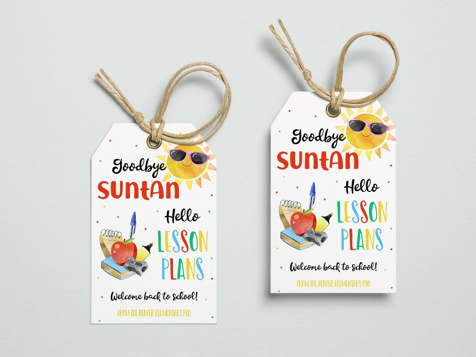 Back To School Teacher Gift Tag Goodbye Suntan Hello Lesson | Etsy