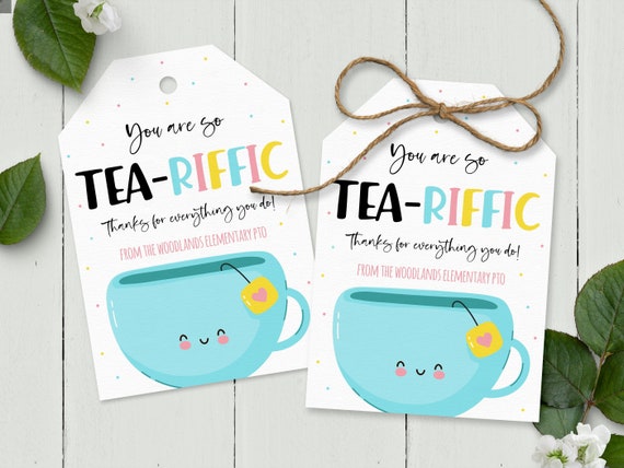 Tea Gift Tags Editable Tea-riffic Thank You Gift Label | Etsy