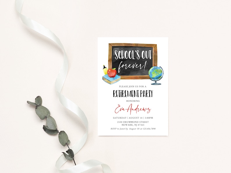 Teacher Retirement Invitation Editable School's Out - Etsy