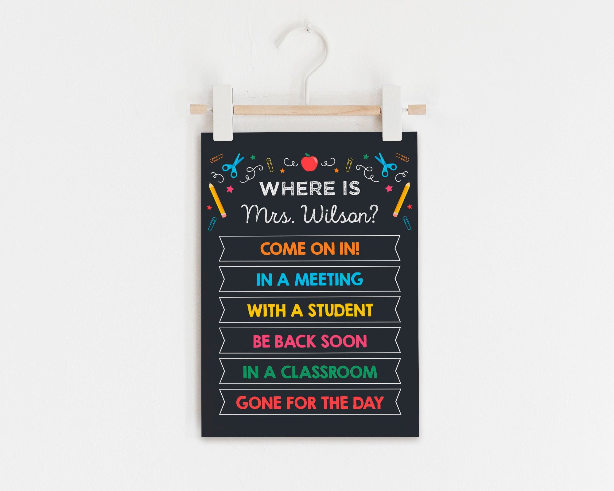 Where Is The Teacher Editable Door Sign Classroom Decor | Etsy