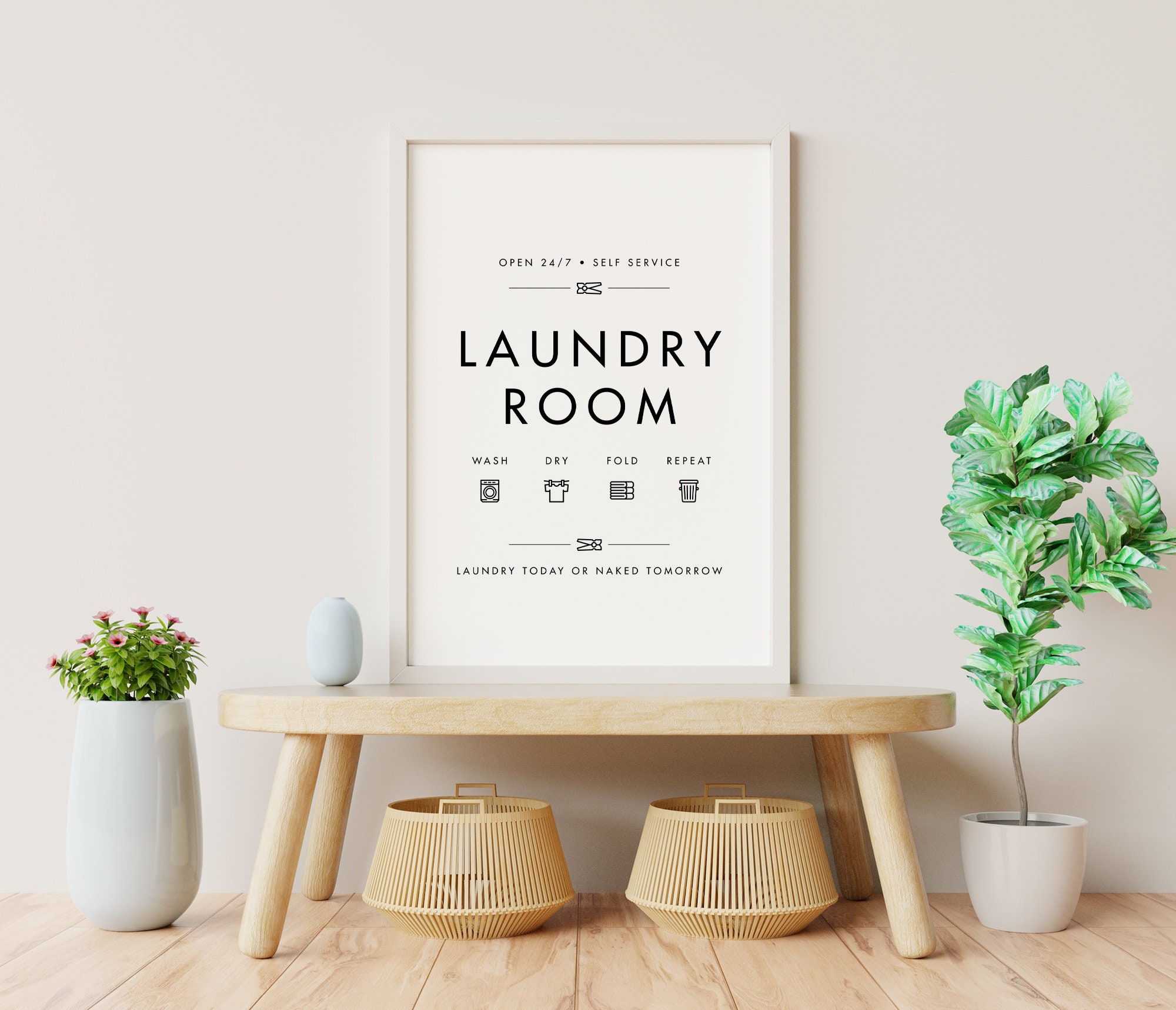 Modern Laundry Room Sign Laundry Wall Decor Wash Dry Fold | Etsy