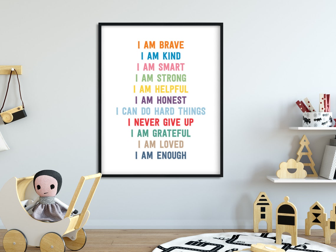 I Am Brave I Am Kind Print Affirmation Wall Art for Kids | Etsy