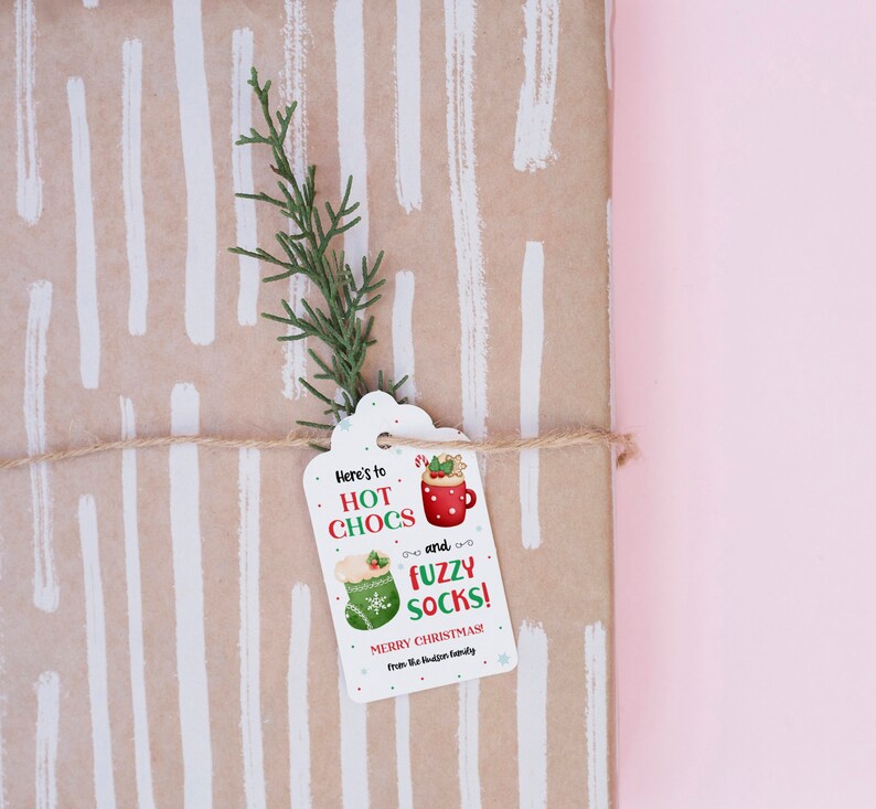 Christmas Socks Tag Hot Chocolate Cocoa Gift Tag Hot Chocs - Etsy