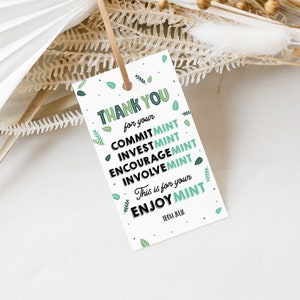 Mint Gift Tag Editable, Volunteer Appreciation Favor Tags, Mint Gum ...