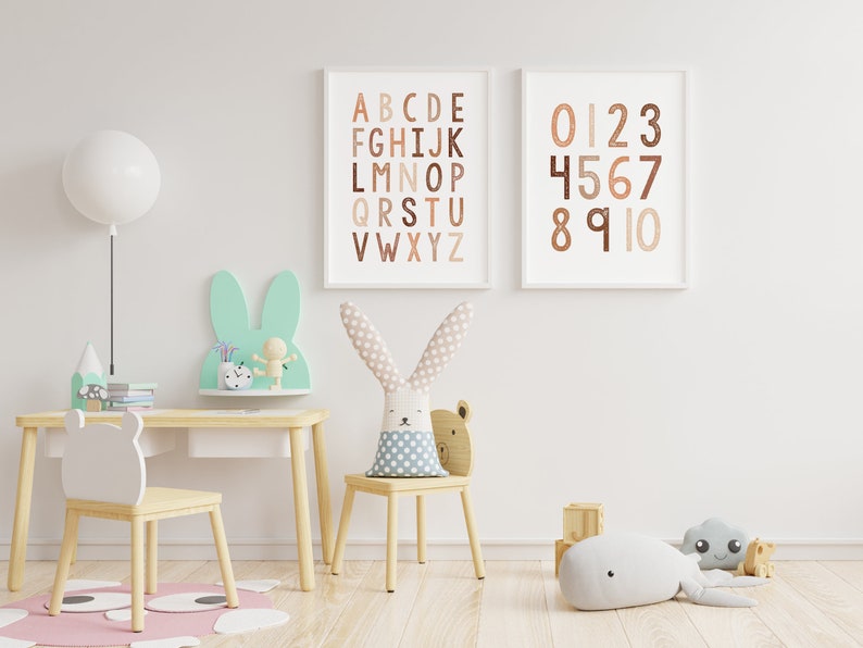Neutral Alphabet Posters Earthy Wall Art Educational Prints - Etsy