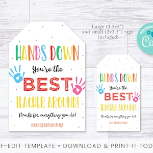Editable Hands Down You're the Best Around Teacher - Etsy