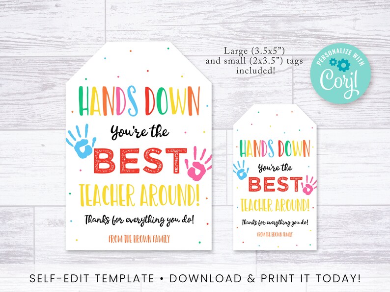 Editable Hands Down You're the Best Around Teacher - Etsy