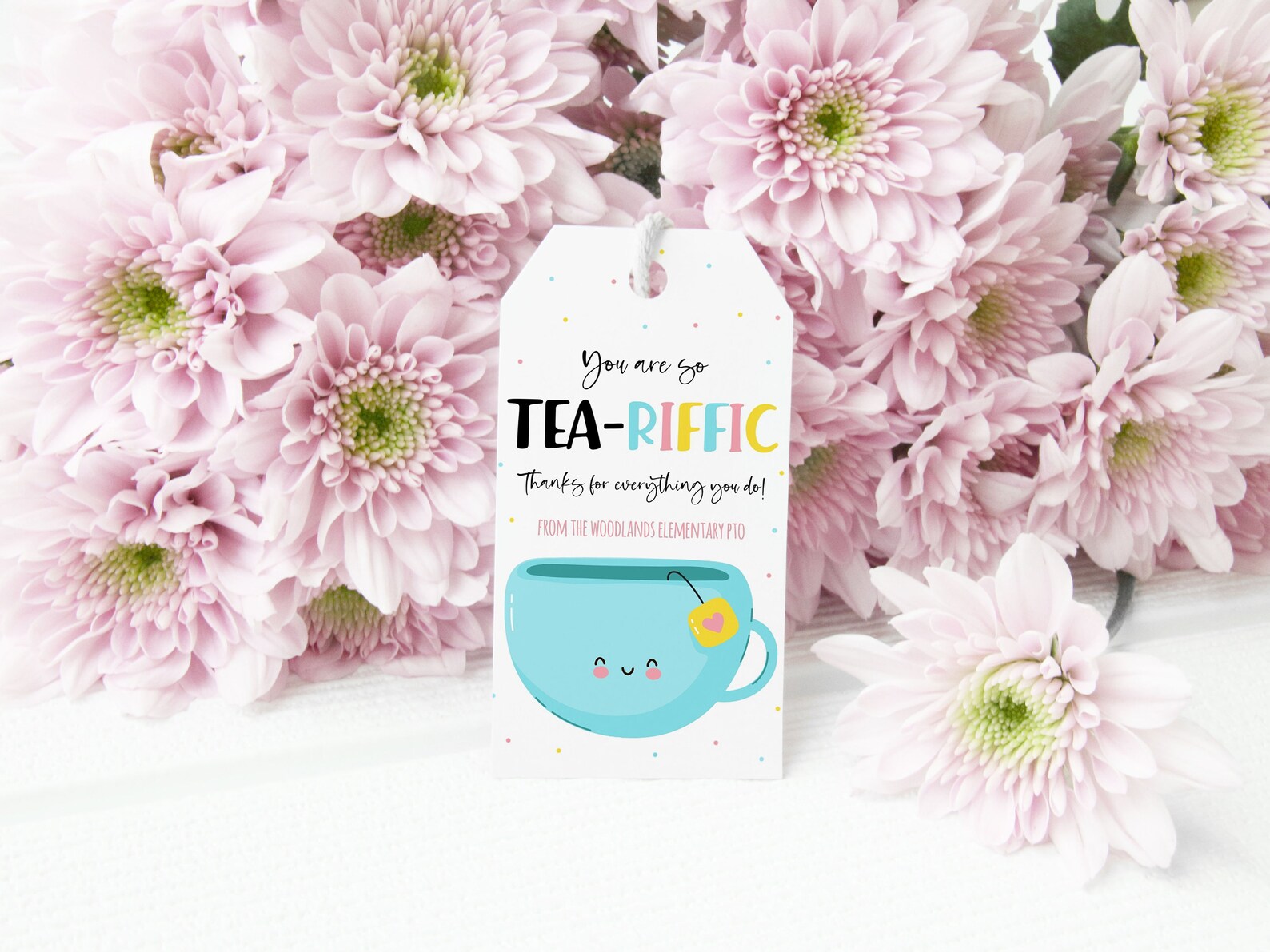 Tea Gift Tags Editable Tea-riffic Thank You Gift Label | Etsy