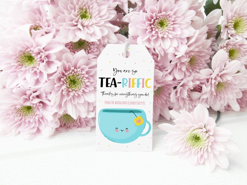 Tea Gift Tags Editable Tea-riffic Thank You Gift Label | Etsy
