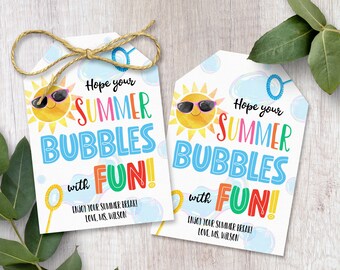 Summer Printable Bubble Gift Tag Summer Bubbles Kids Tag - Etsy
