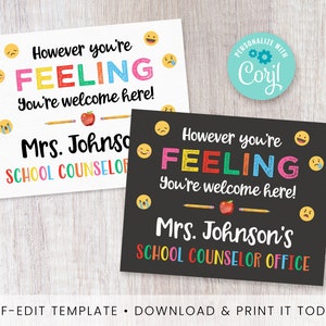 School Counselor Office Personalized Welcome Sign, Child Counselor Door ...