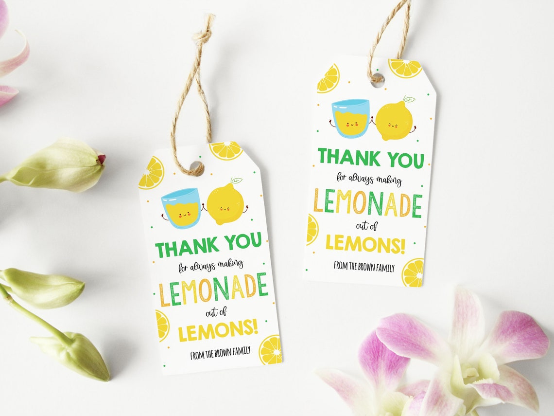 Editable Lemon Thank You Gift Tag Making Lemonade Out of | Etsy