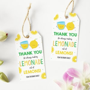 Editable Lemon Thank You Gift Tag Making Lemonade Out of - Etsy
