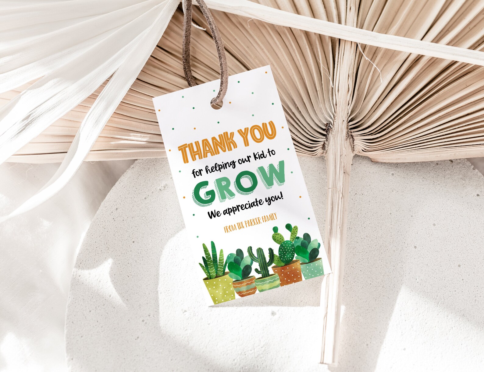 Thank You for Helping Me Grow, Succulent Cactus Teacher Appreciation ...