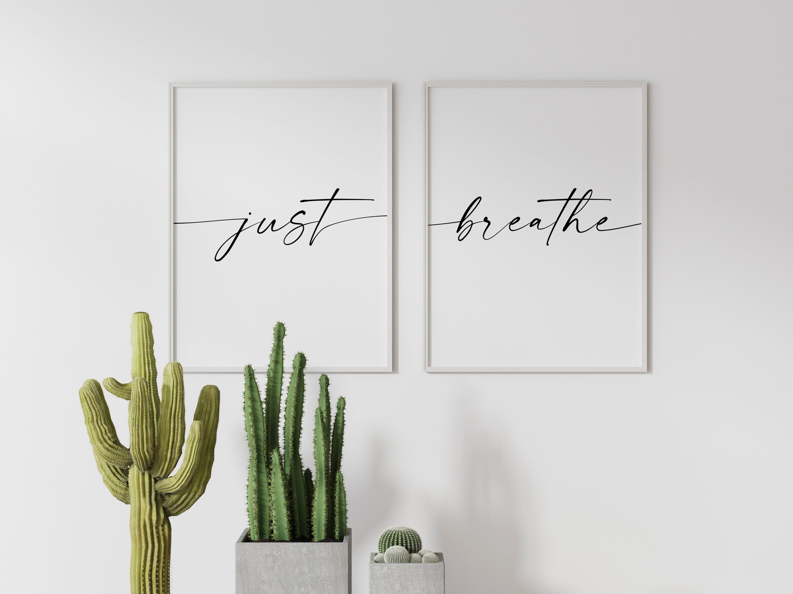 Just Breathe Prints Yoga Poster Printable Art Inhale Exhale - Etsy