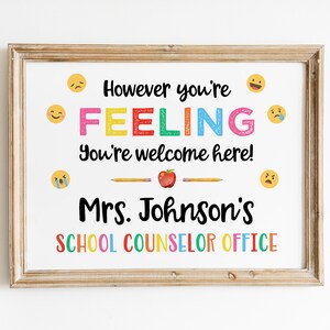 School Counselor Office Personalized Welcome Sign, Child Counselor Door ...
