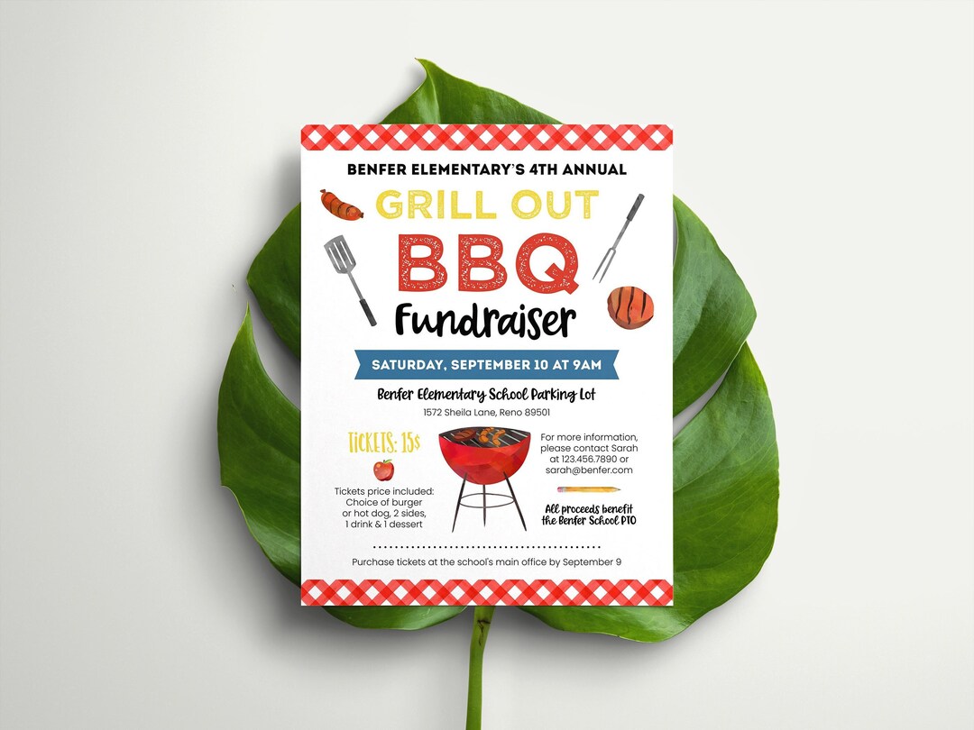 BBQ Fundraiser Flyer Template, Grill Out Barbeque Event Poster, Company ...
