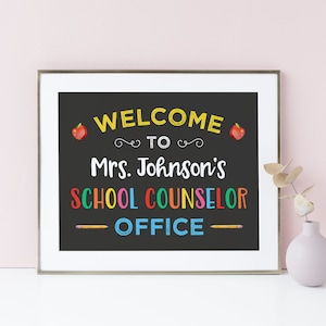 School Counselor Door Sign, Editable Child Psychologist Welcome Sign ...