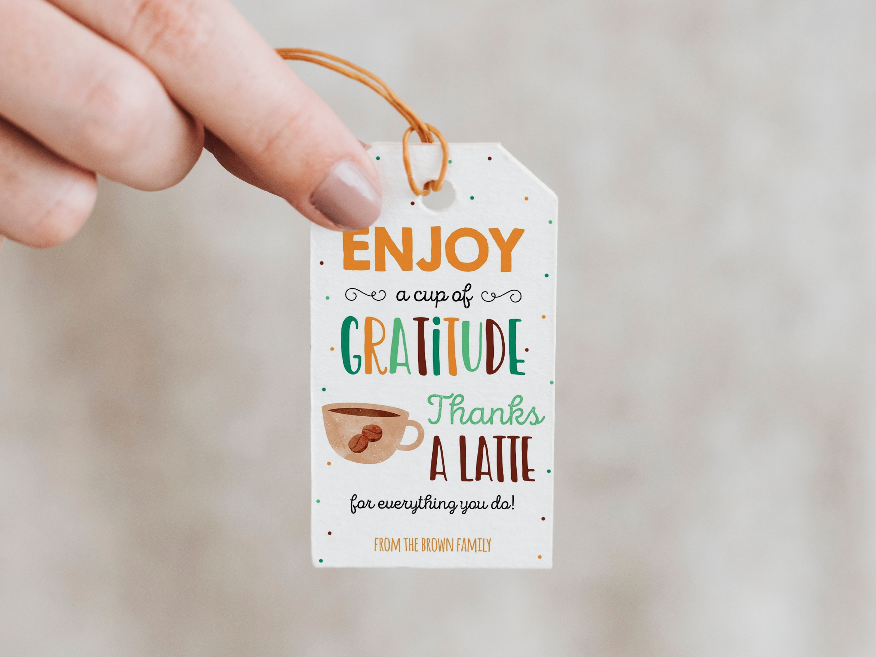 Coffee Thank You Gift Tag Thanks A Latte Appreciation Gifts - Etsy UK