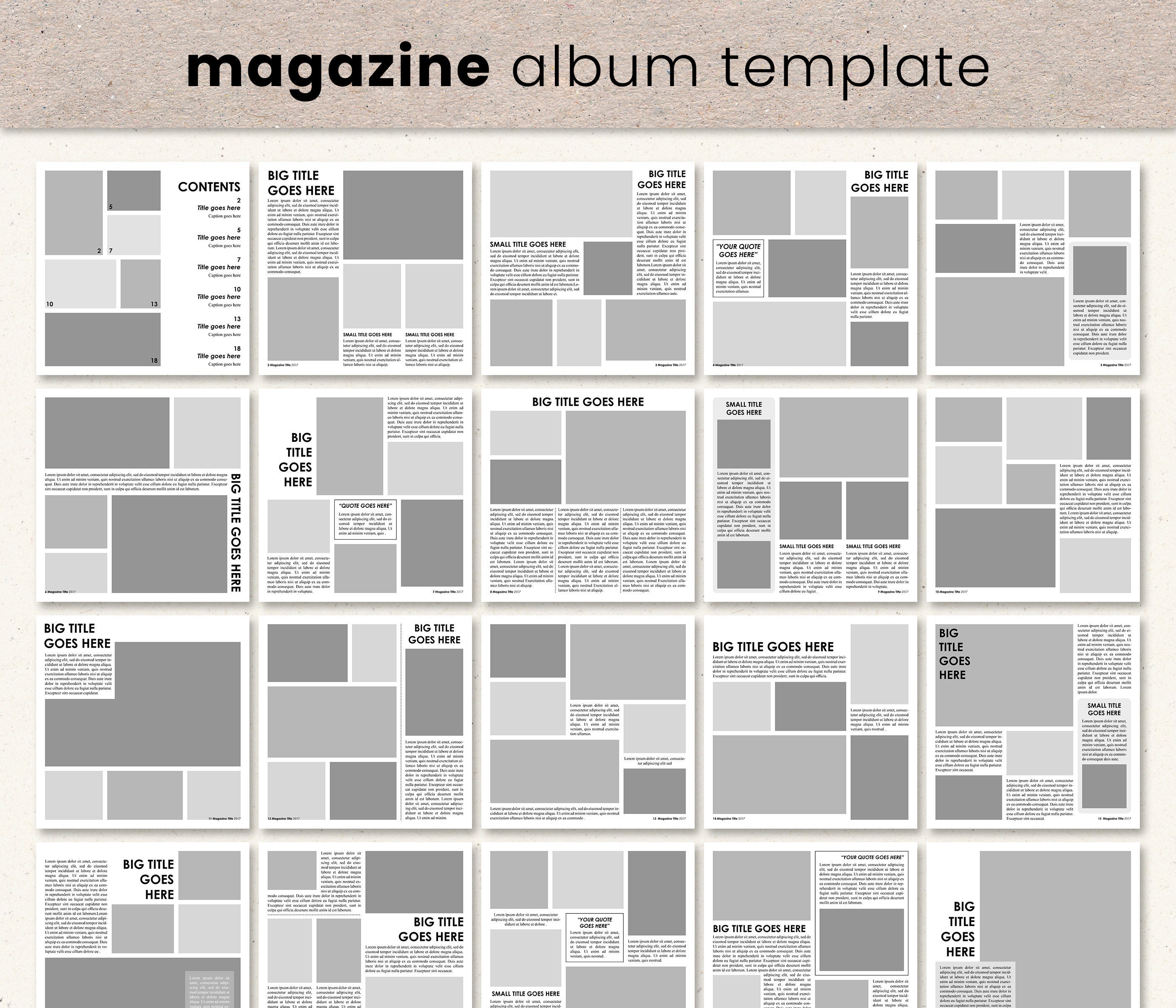 Magazine Photobook Template Magazine Template Square Album - Etsy Hong Kong