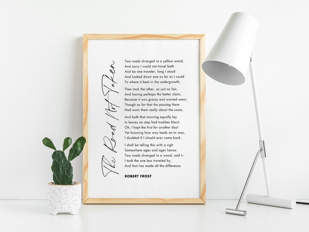 Robert Frost the Road Not Taken Print, Poem Wall Art, Literature Gifts ...