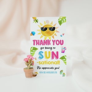 Teacher Summer Thank You Gift Tag, Sun-sational Nurse Appreciation ...
