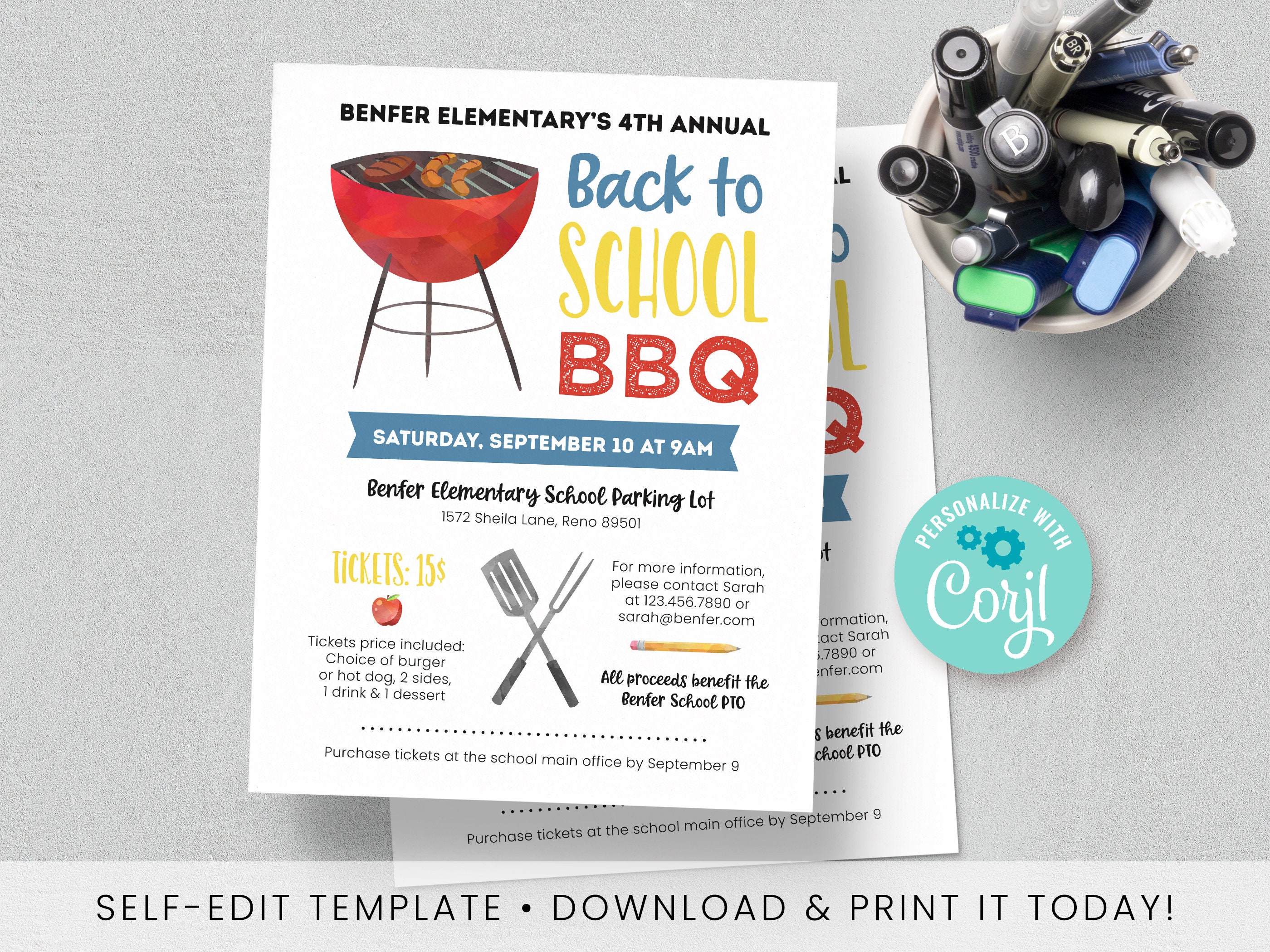 Back to School BBQ Flyer PTO PTA School Fundraiser Poster - Etsy