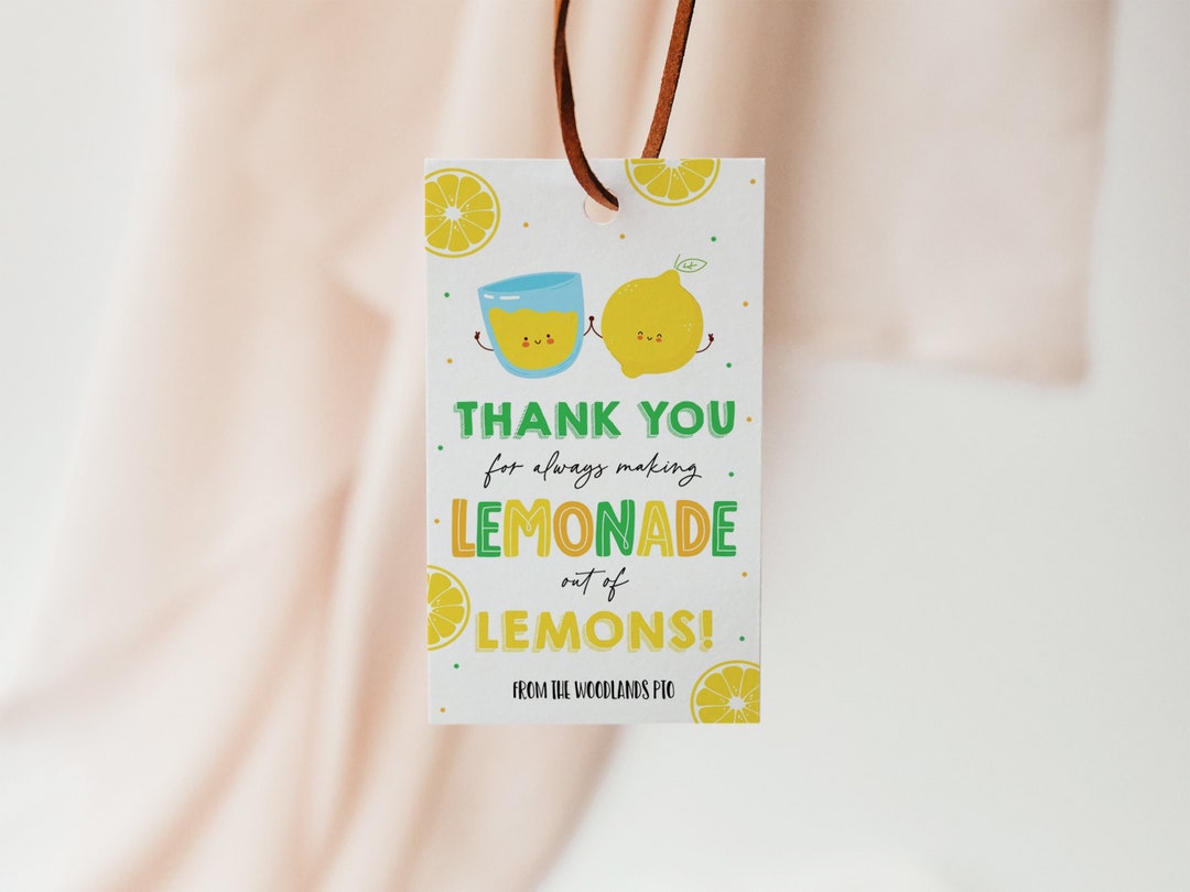 Editable Lemon Thank You Gift Tag, Making Lemonade Out of Lemons ...