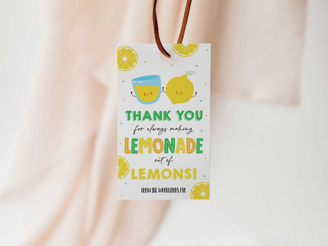 Editable Lemon Thank You Gift Tag, Making Lemonade Out of Lemons ...