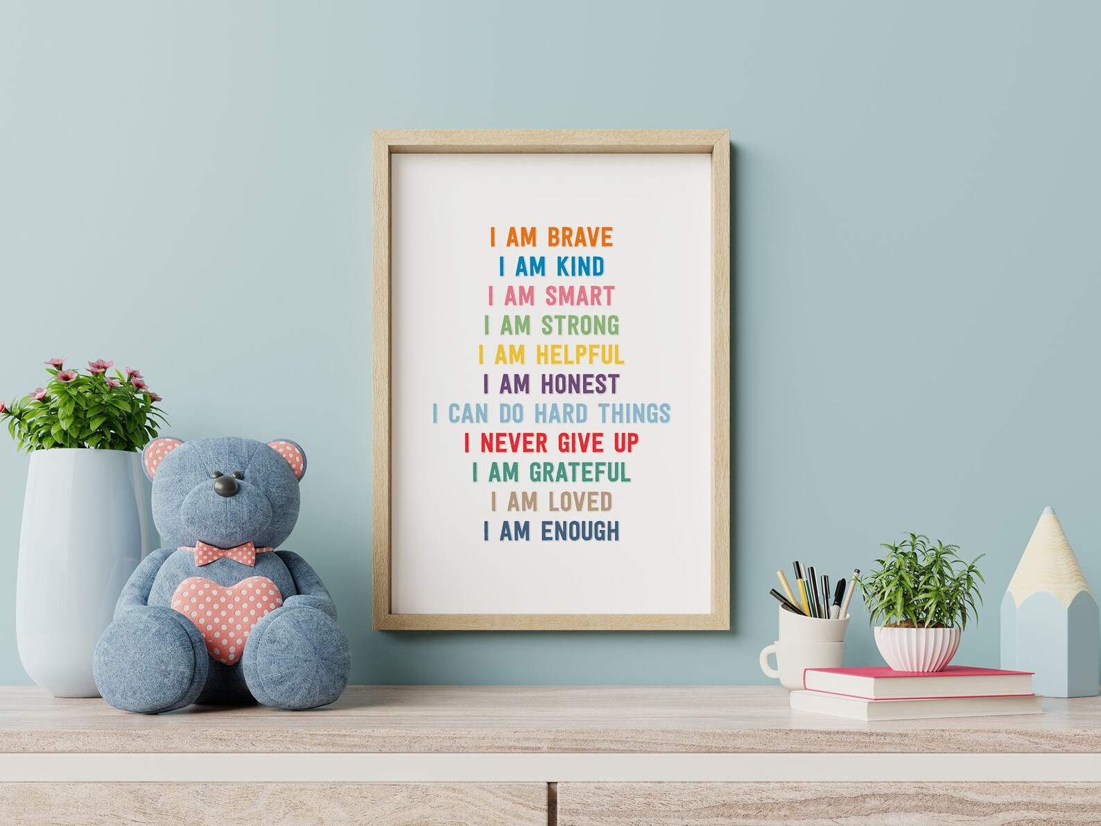 I Am Brave I Am Kind Print Affirmation Wall Art for Kids | Etsy