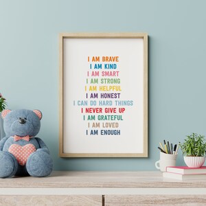 I Am Brave I Am Kind Print Affirmation Wall Art for Kids - Etsy
