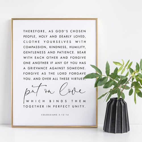 Colossians 3:12 Bible Verse Print Botanical Scripture Wall Art - Etsy