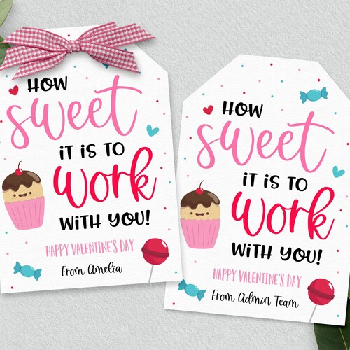 Valentines Coworker Gift Tags How Sweet It is to Be Work With - Etsy