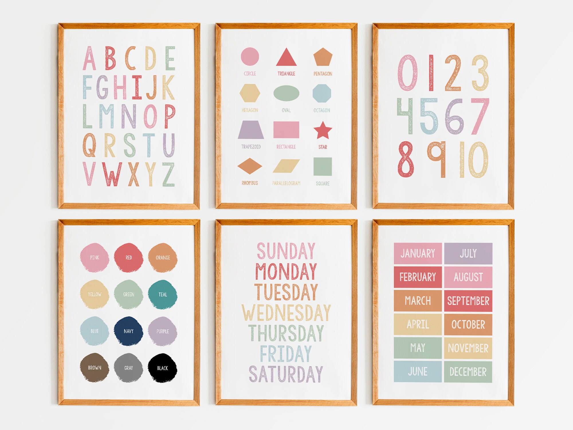 Rainbow Alphabet Print Colorful Classroom Decor Set Of 6 | Etsy